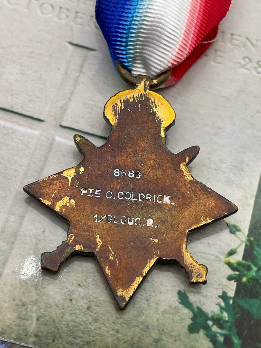 Original World War One 1914 Mons Star, Pte Coldrick, Gloucestershire R ...