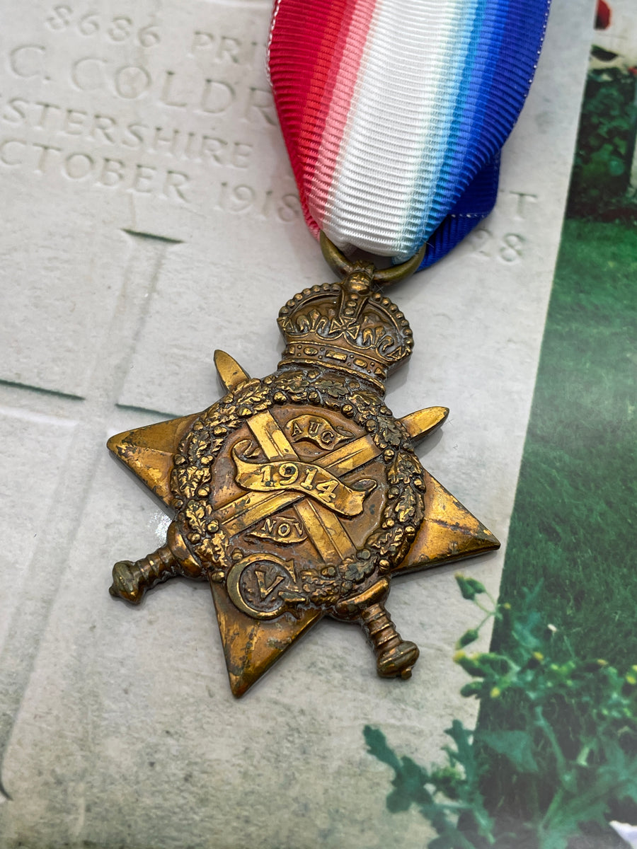 Original World War One 1914 Mons Star, Pte Coldrick, Gloucestershire R ...